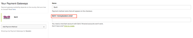 Setting up Skrill for your Online Store