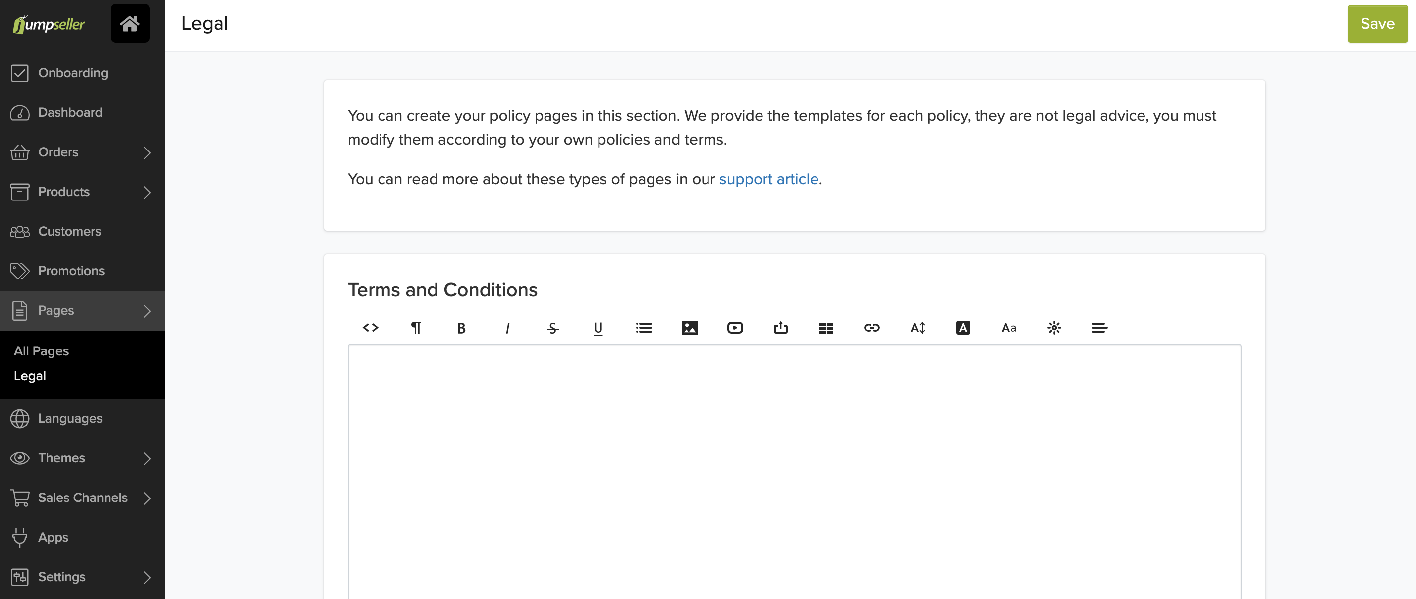 Adding Legal Pages To Your Website | Jumpseller
